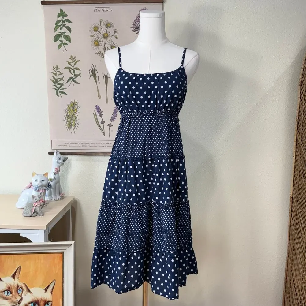 So Wear It Declare It | Dresses | Y2k Blue Polka Dot Tiered Dress ...
